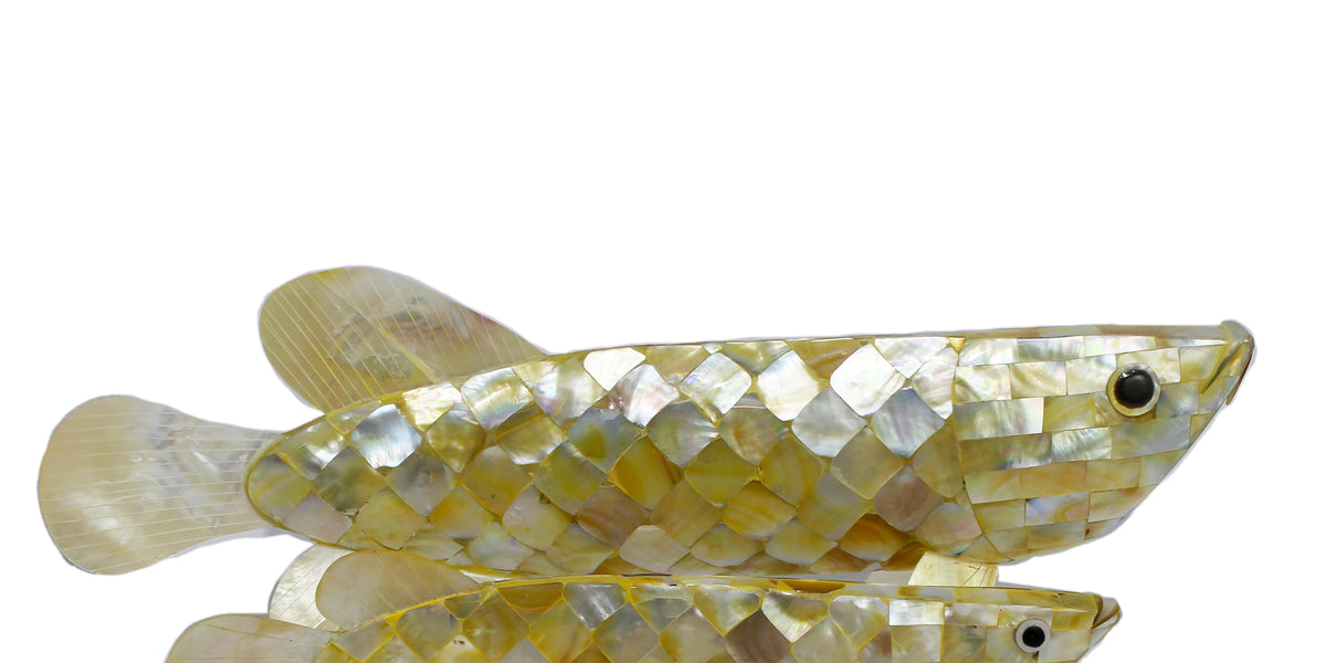 Golden Mother Of Pearl(MOP) Seashell Fish Sculpture For Home & Office ...